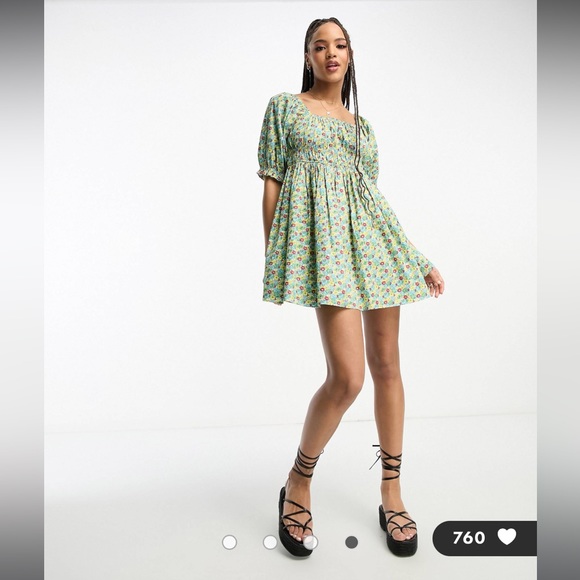 ASOS | Dresses | Wednesdays Girl Asos Floral Puff Sleeve Dress | Poshmark